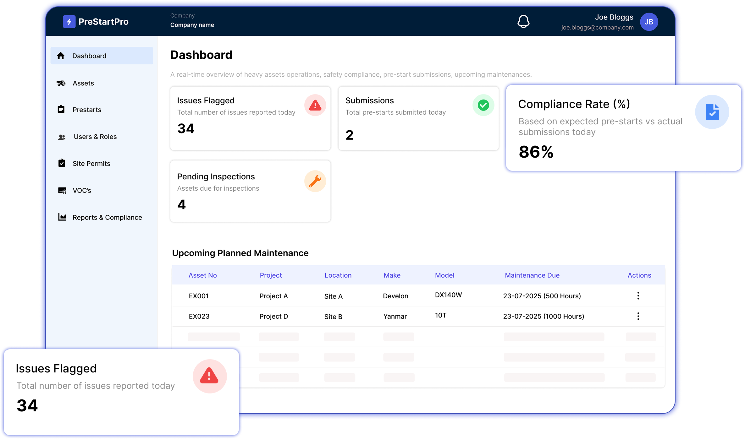 PreStart Pro — Mobile Prestarts, Maintenance & Compliance for Construction Teams